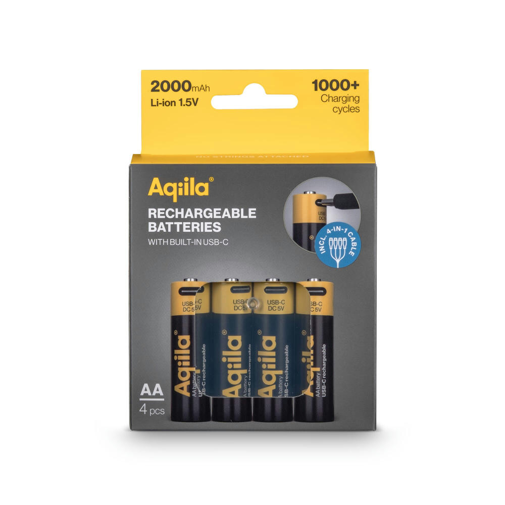 Aqiila wiederaufladbare USB-C-Batterien AA 2000 mAh, 4er-Pack ⇒ Als ...